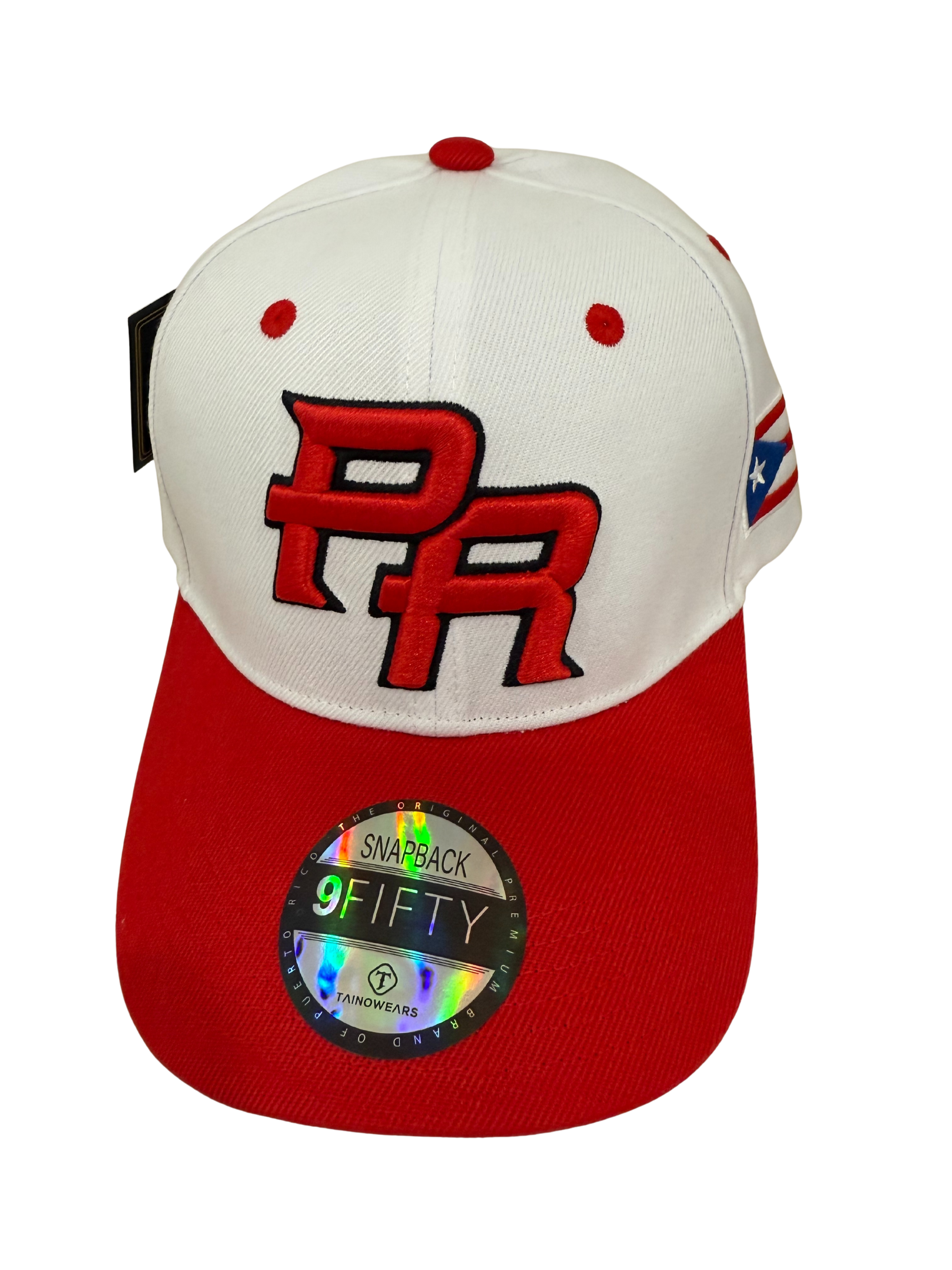 Puerto Rico PR Snapback Hat – Red/White Curved Brim Cap, 3D Embroidery ...